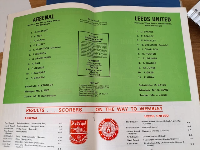 ARSENAL V LEEDS 1972 FA Cup Final Programme Signed by 10 £156.68 ...