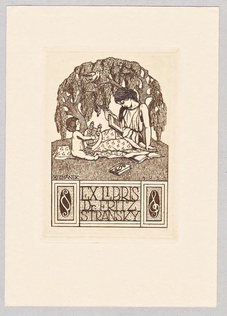 EXLIBRIS DR. FRITZ Stransky Art Nouveau Bookplate Stanislav Kuhlhanek ...