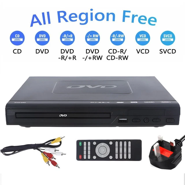 2025 DVD PLAYER All Region Free Multi USB CD Disc and MP3 Remote ...
