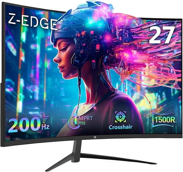 Z-EDGE 27 ZOLL Curved Gaming Monitor 200Hz 1ms MPRT Full HD 1500R ...
