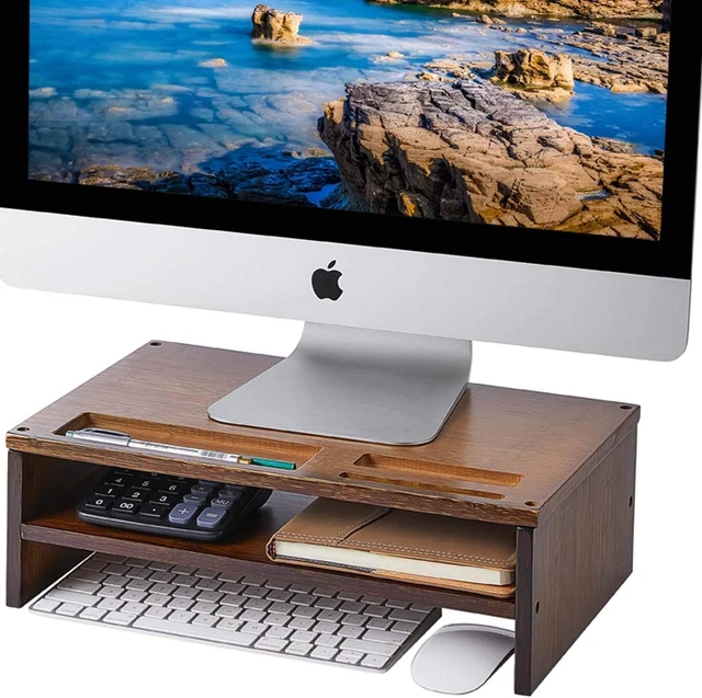 MONITOR STAND RISER, 2 Tiers Computer Monitor Stand with Storage ...