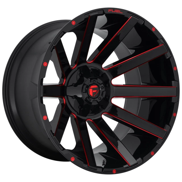24X12 FUEL D643 CONTRA GLOSS BLACK RED TINTED Wheel 5x5/5x5.5 (-44mm ...