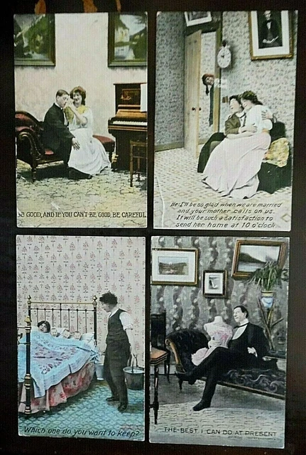 ANTIQUE, BAMFORTH, COMIC Posted Postcards x 3 & 1 Unposted, from Early ...