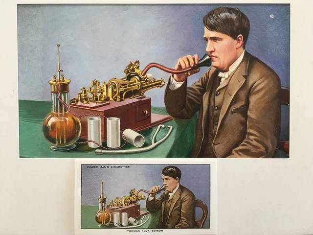 ORIGINAL PAINTING FOR Cigarette Card of Thomas Alva Edison, American ...