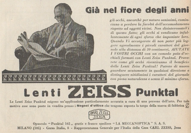 Z1839 LENTES ZEISS Punktal - Publicidad Antigua - 1929 Antiguo ...