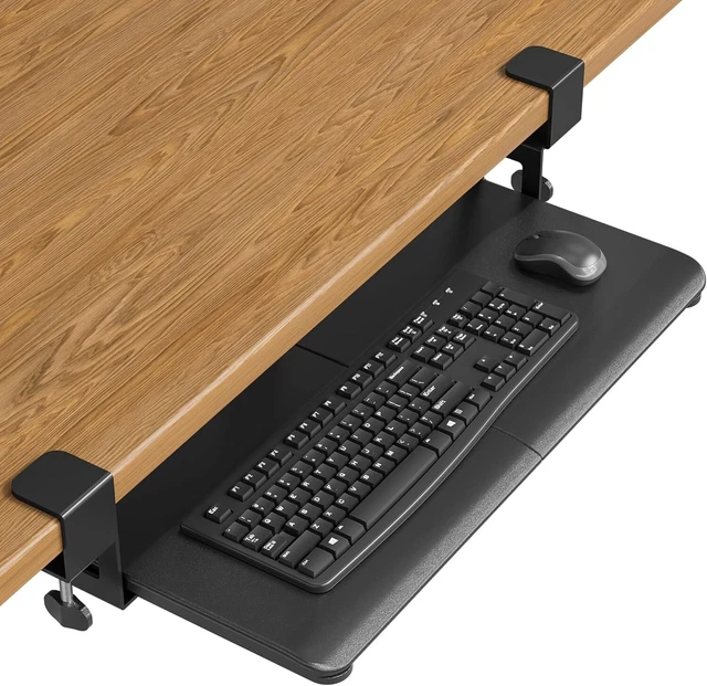KEYBOARD TRAY UNDER Desk Pull Out Keyboard & Mouse Tray w/ C-clamp 25 ...