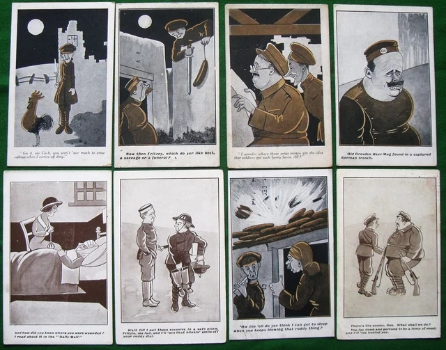 COLLECTION X 8 WW1 Military Comic Postcards British Army Tommy Humour £ ...