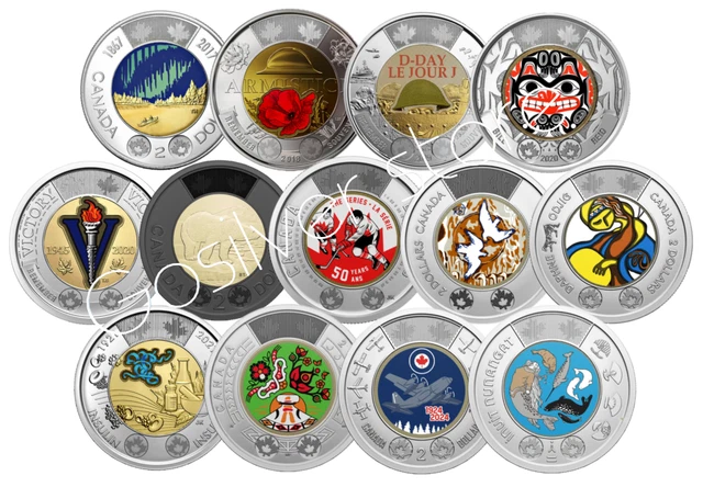 🇨🇦 FULL SET Canada Colored Toonie Rare $2 Dollars 13-Coins Set, 2017 ...