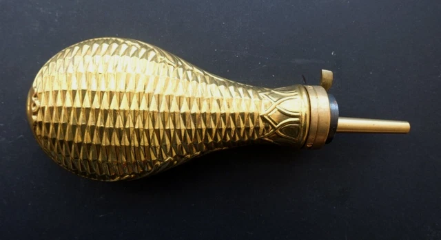 SUPERB BASKET WEAVE POWDER FLASK shot musket hammer percussion gun ...