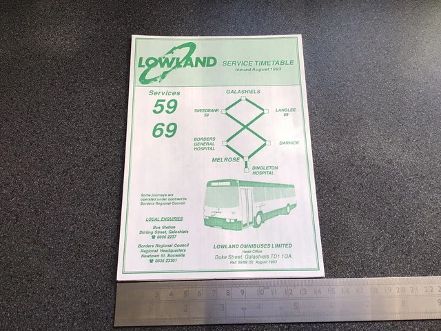 LOWLAND SCOTTISH BUS Group Timetable Route 59 69 August 1993 Galashiels ...