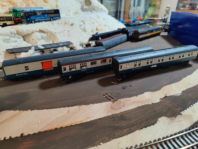 3 LIMA/HORNBY BR Blue Coaches Royal Mail Sleeper Restaurant OO Gauge £ ...