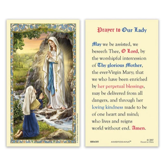 LAMINATED PRAYER TO Our Lady Lourdes Holy Card Image of St. Bernadette with Mary £2.56 - PicClick UK