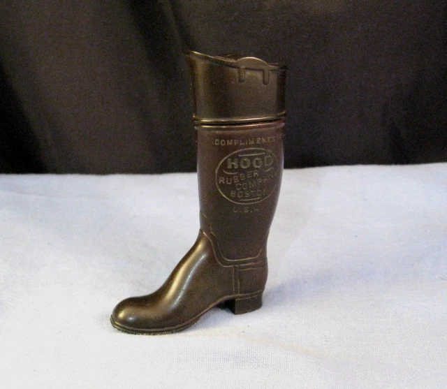 VULCANITE ANTIQUE MILITARY Boot Vesta Case Matchsafe Box Hood Rubber Co ...