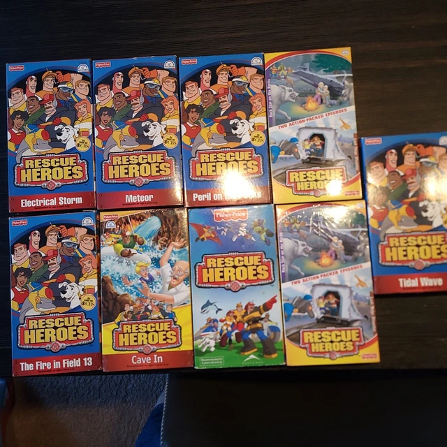 LOTTO DI 9 nastri VHS Fisher-Price Rescue Heroes. Due NUOVI nastri VHS ...