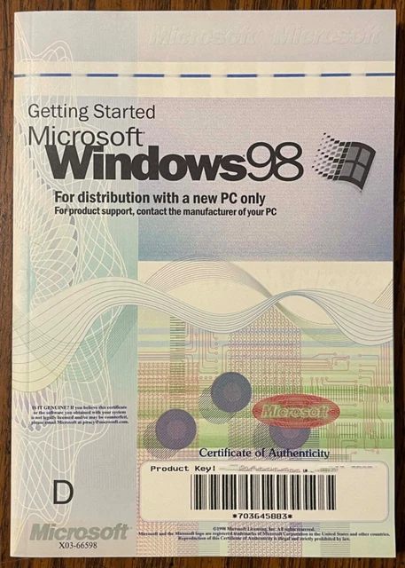 MICROSOFT WINDOWS 98 FIRST EDITION OPERATING SYSTEM (Can Works on any ...