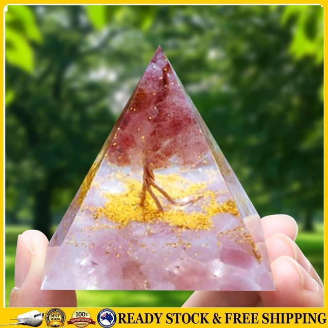 NATURAL CRYSTAL GEM Pyramid Tree of Healing Energy Stone Home Office ...