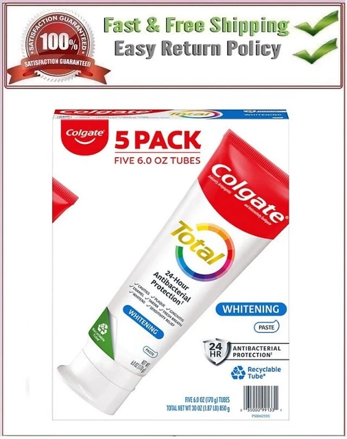 COLGATE TOTAL WHITENING Gel Toothpaste (6 oz., 5 pk.) $24.35 - PicClick