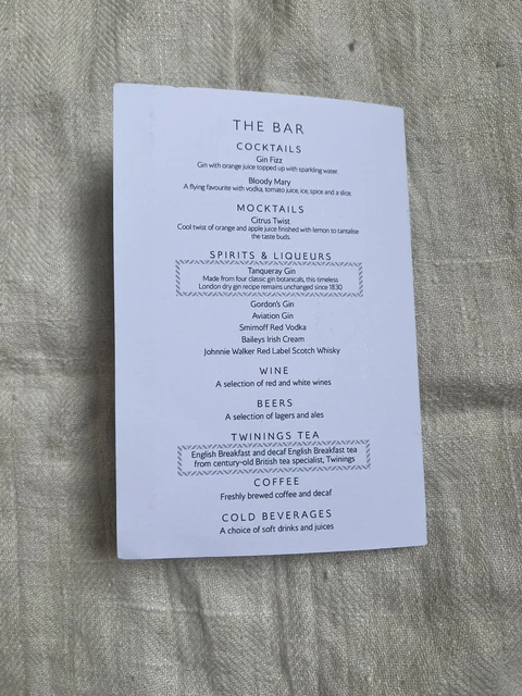 BRITISH AIRWAYS MENU premium economy / World Traveller Class January ...