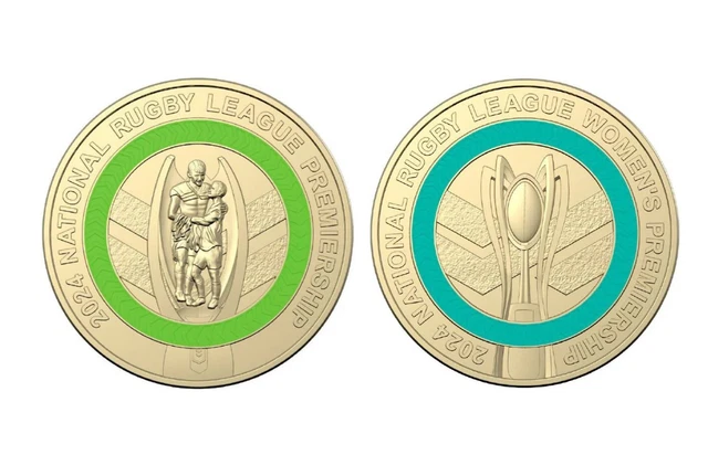 2024 RAM $2 Rugby League - NRL & NRLW Coloured Uncirculated Coin Pair ...
