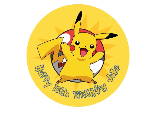PERSONALISED NAME AND Age Pikachu Pokemon Printed Edible Cake Toppers ...