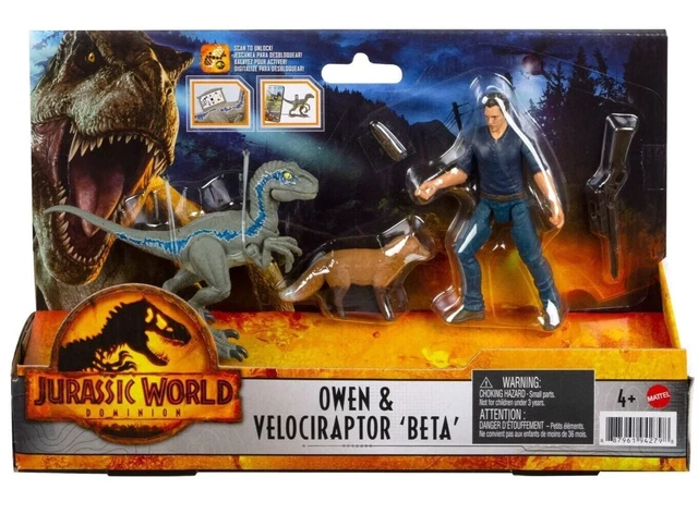 OFFICIAL MATTEL JURASSIC World Owen & Velociraptor BETA Dino Action ...