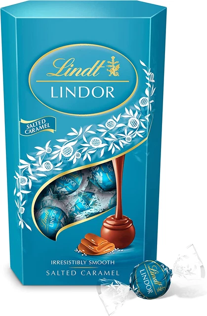 LINDT LINDOR SALTED Caramel Milk Chocolate Truffles Box Extra Large ...