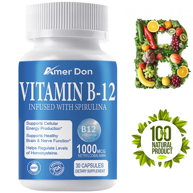 VITAMIN B-12 1000MCG x 30 Sublingual Tablets High Potency; Extract Non ...