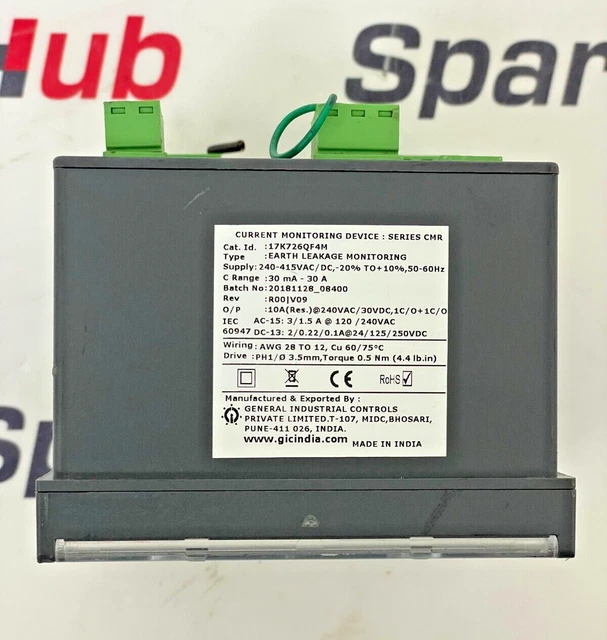 GIC 17K726QF4M CMR Series Earth Leakage Relay 240 - 415V AC/DC 30mA 30A ...