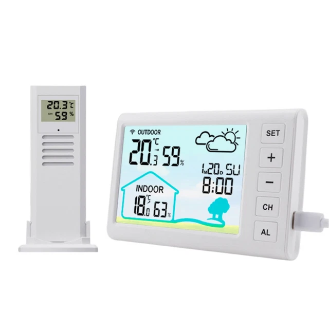 HORLOGE STATION MÉTÉO Sans Fil avec Télécommande Capteur pour Lectures Préc EUR 47,22 - PicClick FR