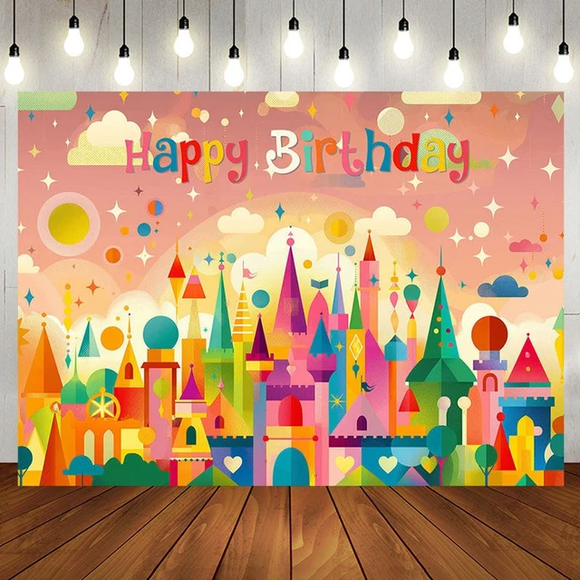 FUNNY COLORFUL CASTLE Cloud Happy Birthday Backdrop $37.90 - PicClick AU