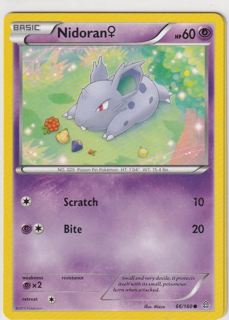 POKEMON CARTE XY Protoschock Numéro 66/160 Nidoran Anglais EUR 1,00 ...