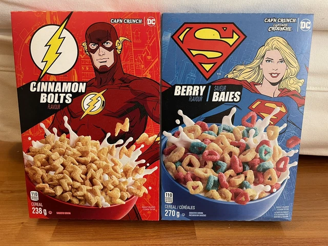 CAP’N CRUNCH CEREAL collectible box Supergirl & Flash Cinnamon Berry DC ...