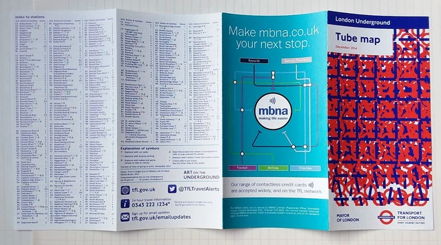 LONDON UNDERGROUND TUBE MAP Dec 2014 TFL Transport for London Railway ...