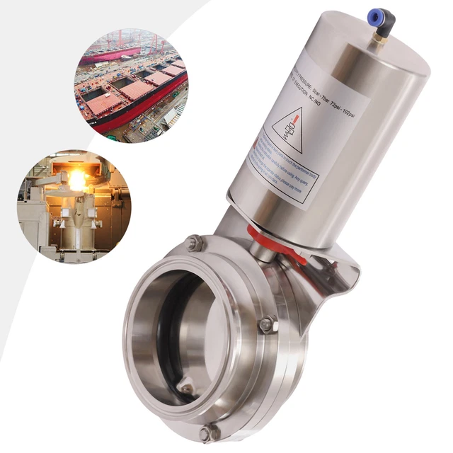 4& PNEUMATIC ACTUATOR Butterfly Valve Tri Clamp Sanitary Stainless ...