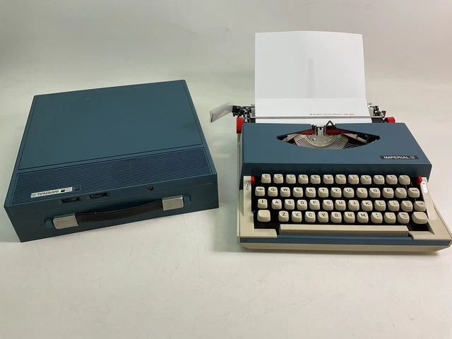 IMPERIAL TYPEWRITER MODEL 220 Portable Manual Blue Vintage Collectable ...