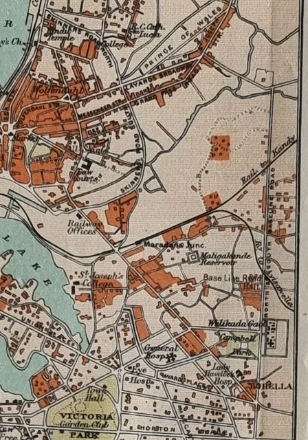 1933 INDIA TOURIST Map Colombo Plan Hindu Temple Pettah Fort Station ...