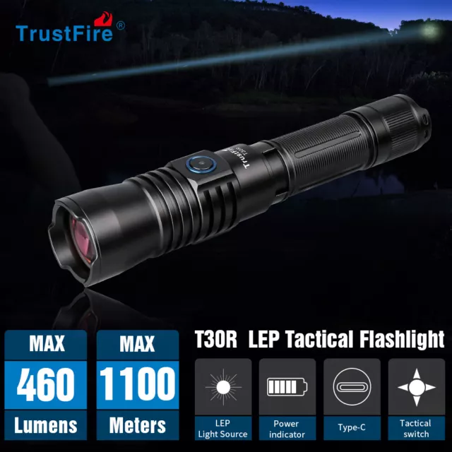TRUSTFIRE WHITE LASER Flashlight LEP 460Lumen Rechargeable Tactical ...