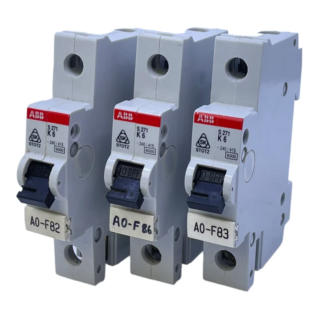 ABB S271 K6 Circuit Breaker max.240V AC Ve :3 Piece Protective $36.06 - PicClick CA