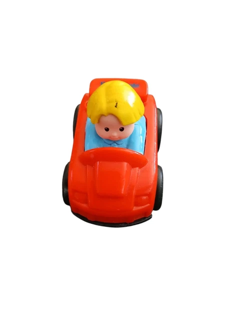 FISHER PRICE LITTLE People Wheelie Red Car Blonde Hair Boy Vintage Toys ...