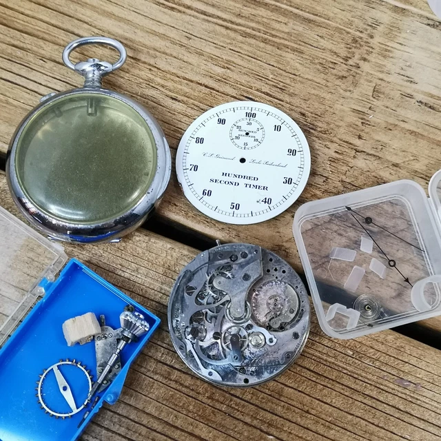 VINTAGE HUNDRED SECOND Timer Stopwatch Pocket Watch Parts (CH15) £22.99 ...