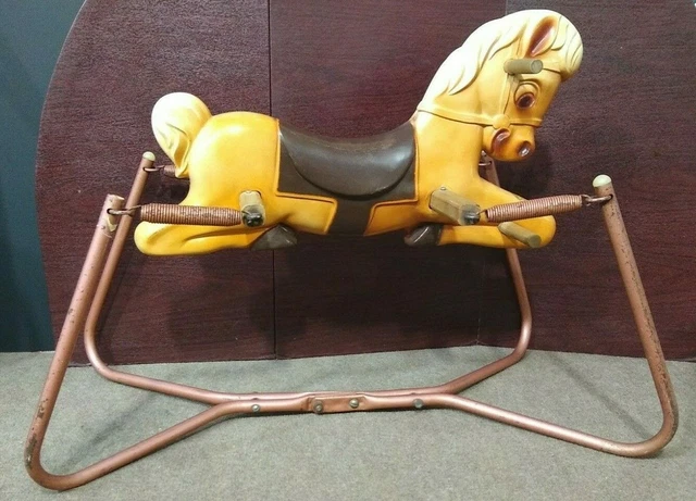 VINTAGE WONDER HORSE Spring Rocking Horse 1960s Palomino Pony Toy $75. ...