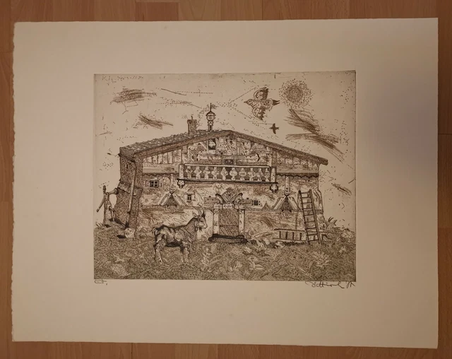 SIMON DITTRICH (* 1940) - Gravure - Ancienne Ferme - E.A. EUR 99,00 ...