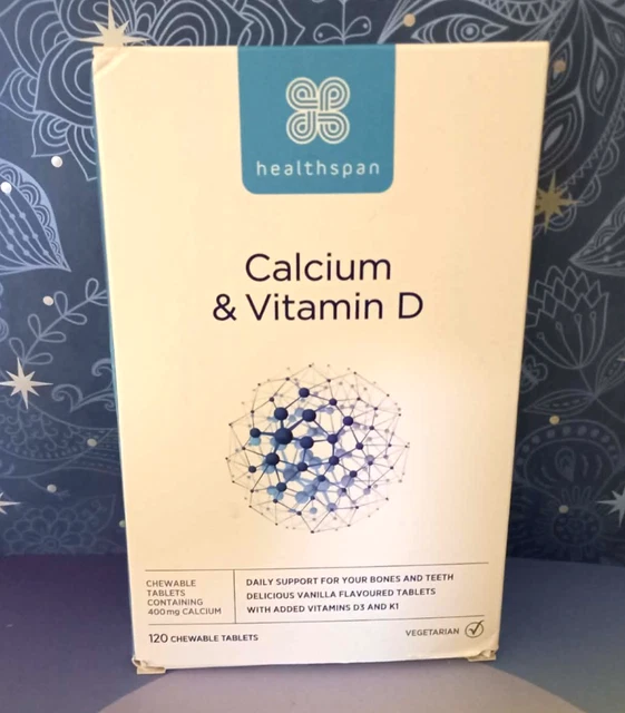 HEALTHSPAN CALCIUM & Vitamin D Chewable Tablets 120 Tablets Vanilla £9. ...