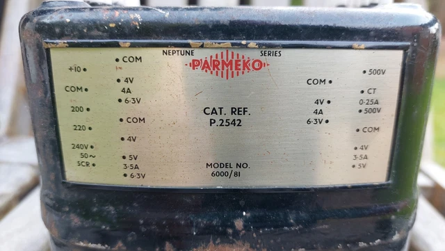 VINTAGE PARMEKO NEPTUNE valve tube HT LT transformer 500-0-500 £34.99 ...