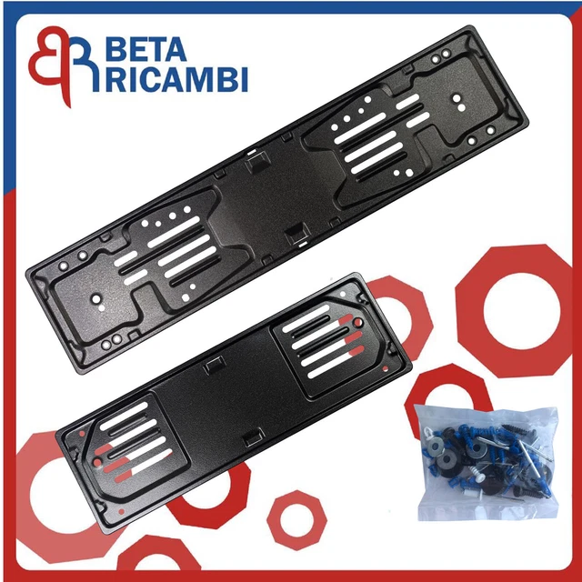 KIT PORTATARGA AUTO Anteriore e Posteriore In Acciaio Nero Con Viti e ...