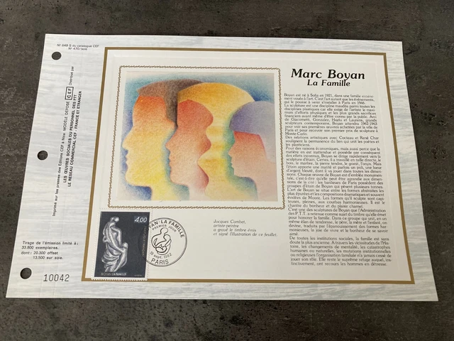 TIMBRE PLANCHE PREMIER Jour N°649 Marc Boyan La Famille F19 EUR 2,50 ...