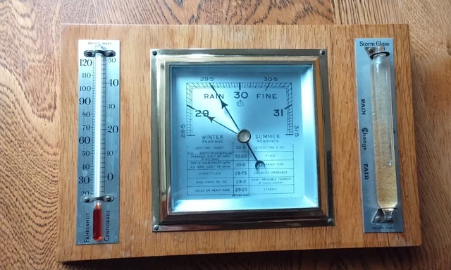 WALKER AND HALL Old Barometer Thermometer Storm Glass Wall Hanging £35. ...