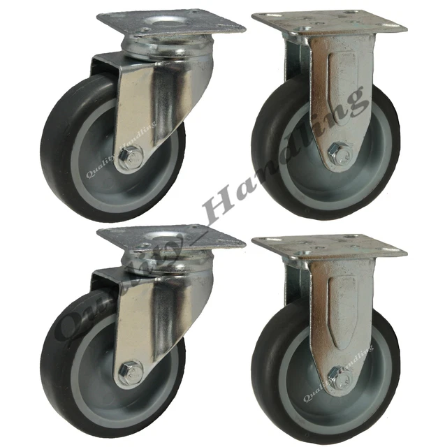75MM CASTORS NON marking grey rubber. 2 fixed & 2 swivel castors. 3 ...