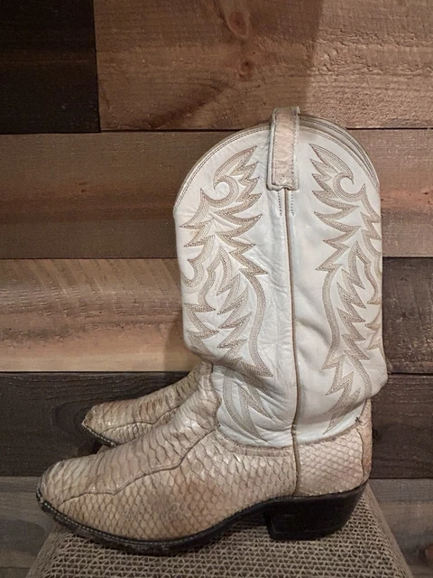 DAN POST VINTAGE Western Cowboy Boots with Snakeskin Python 8502 Sz 9.5 £110.96 - PicClick UK