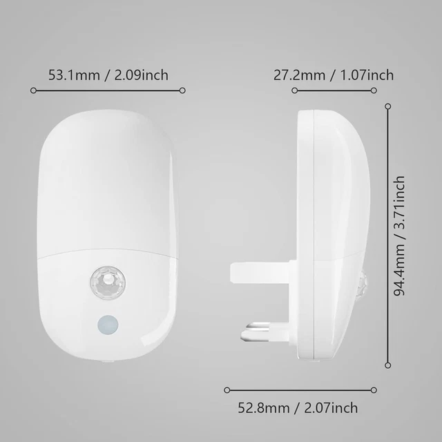 MOTION SENSOR LED Night Light Plug in Wall with Warm White Lamp, PIR ...